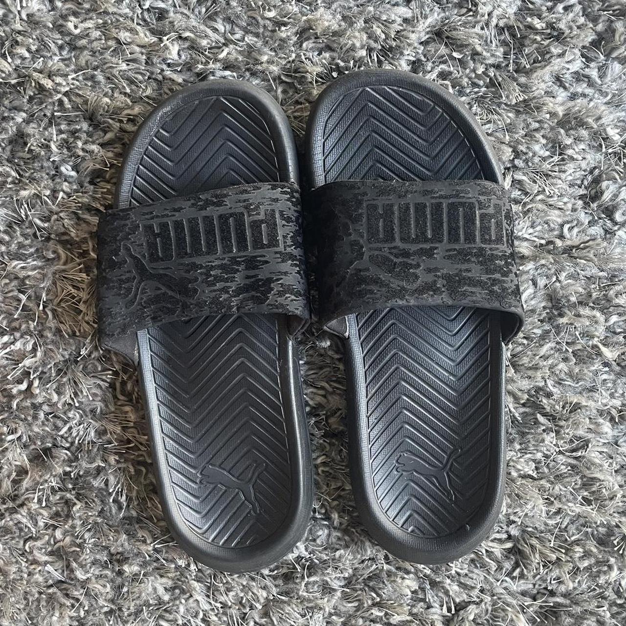 Puma slides all black - Depop