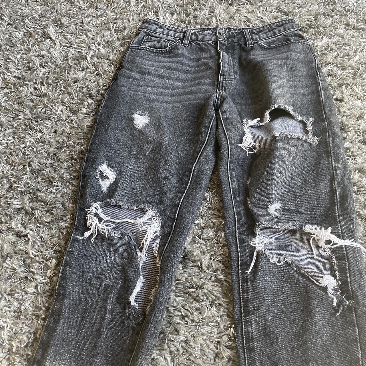 Washed out, ripped, grey FashionNova jeans. - Depop
