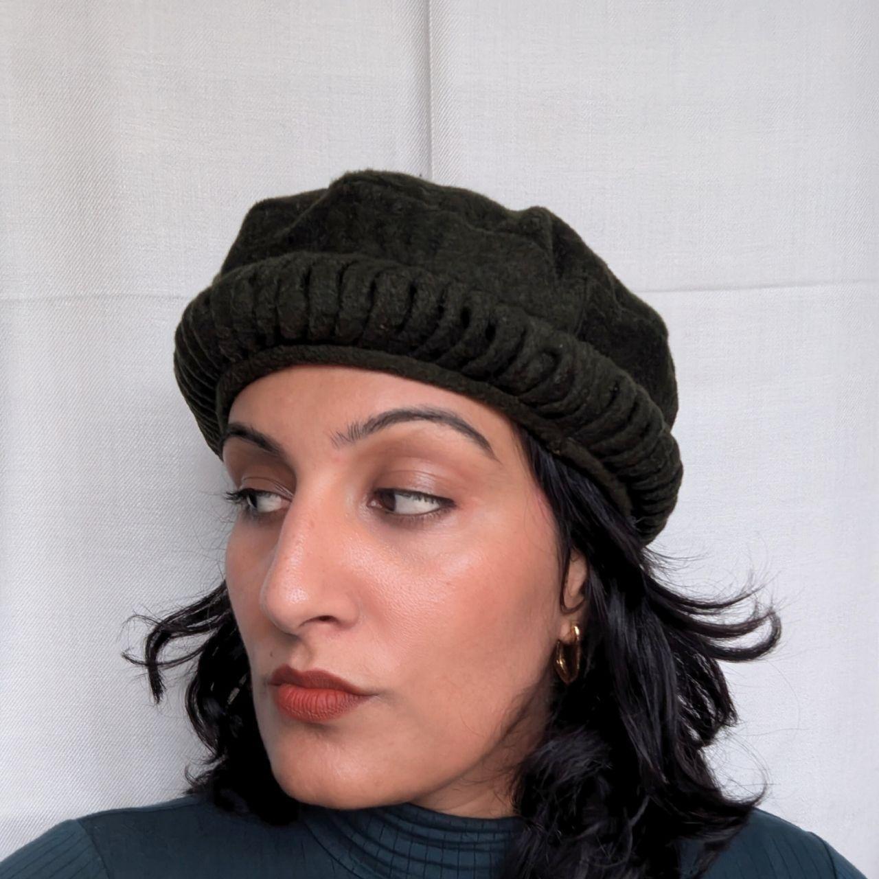 Dark Green Wool Chitrali Cap – Unique Baleen Ribbed... | Depop