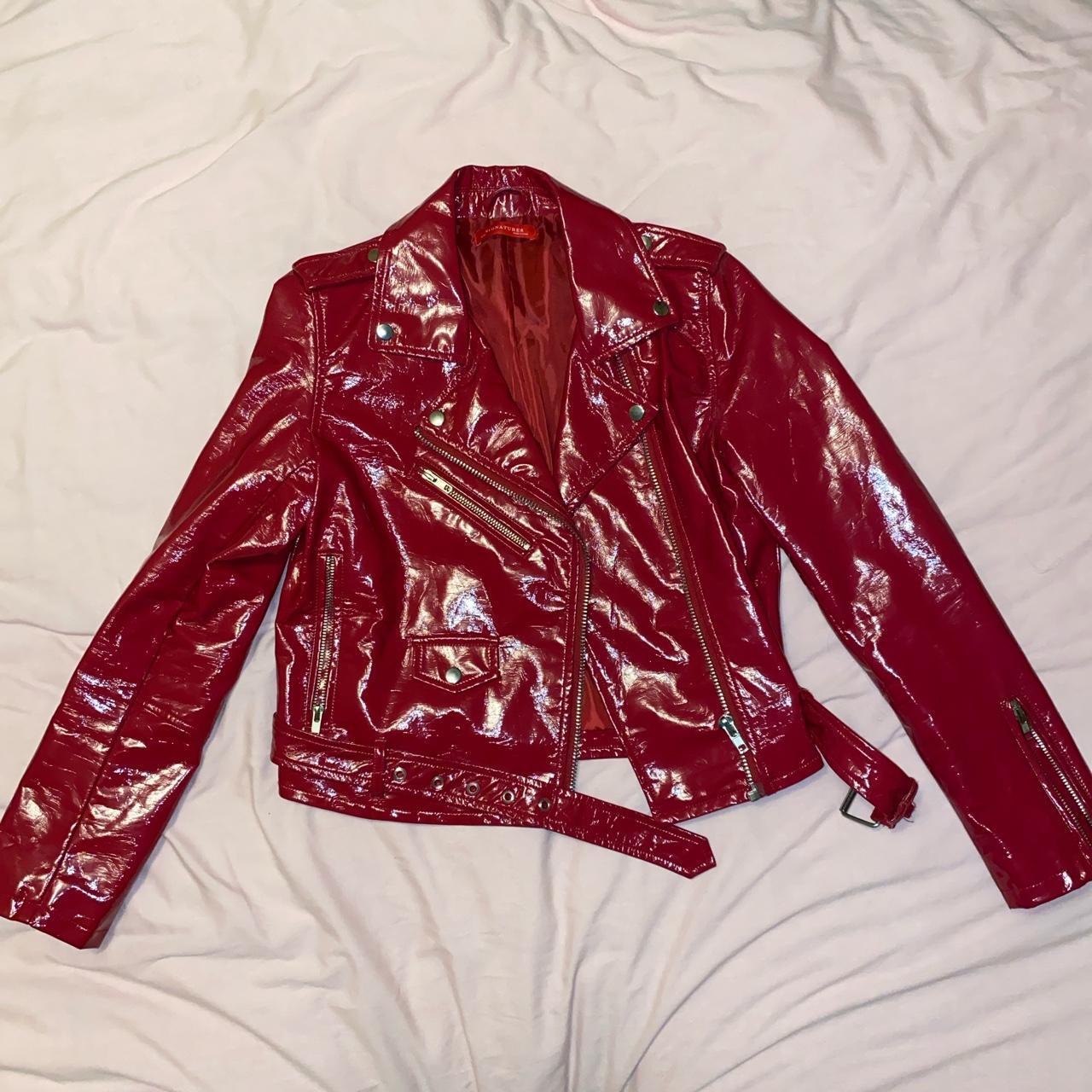 DM BEFORE PURCHASING Red Pleather Jacket Super... - Depop