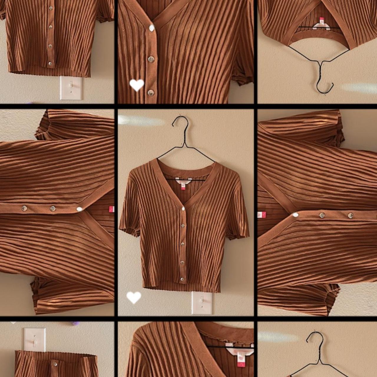Copper Crop Top with Silver Buttons this shirt is... - Depop