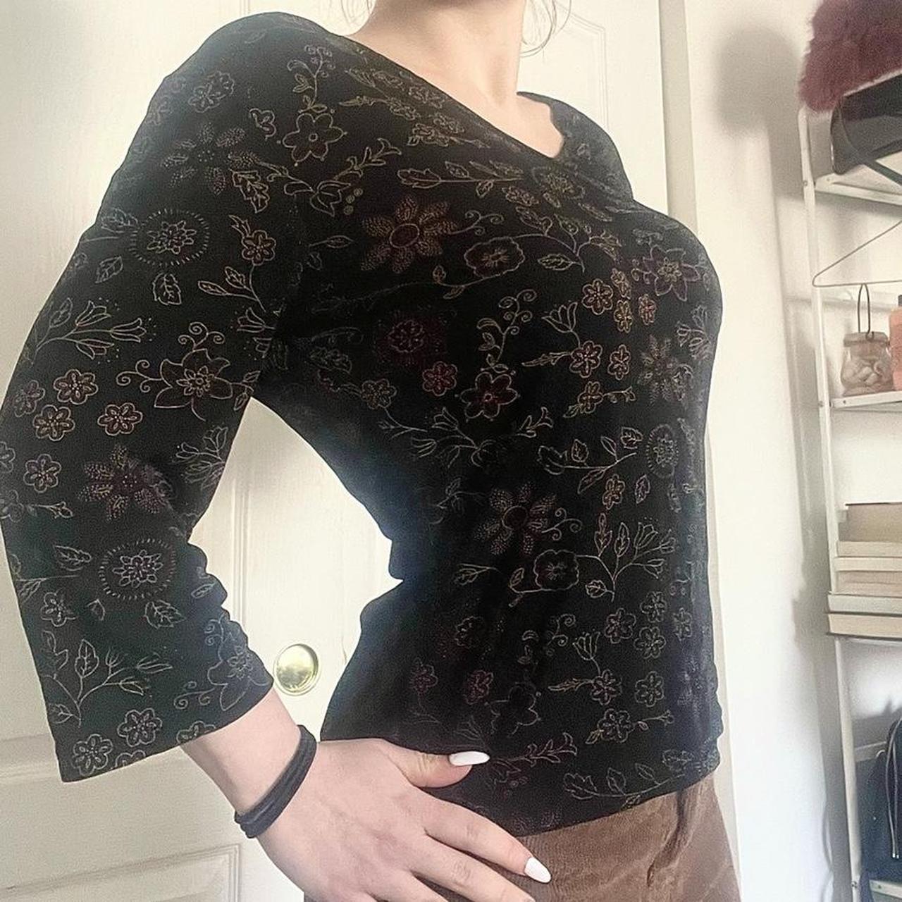 JM Collection Women's Black and Brown Blouse | Depop