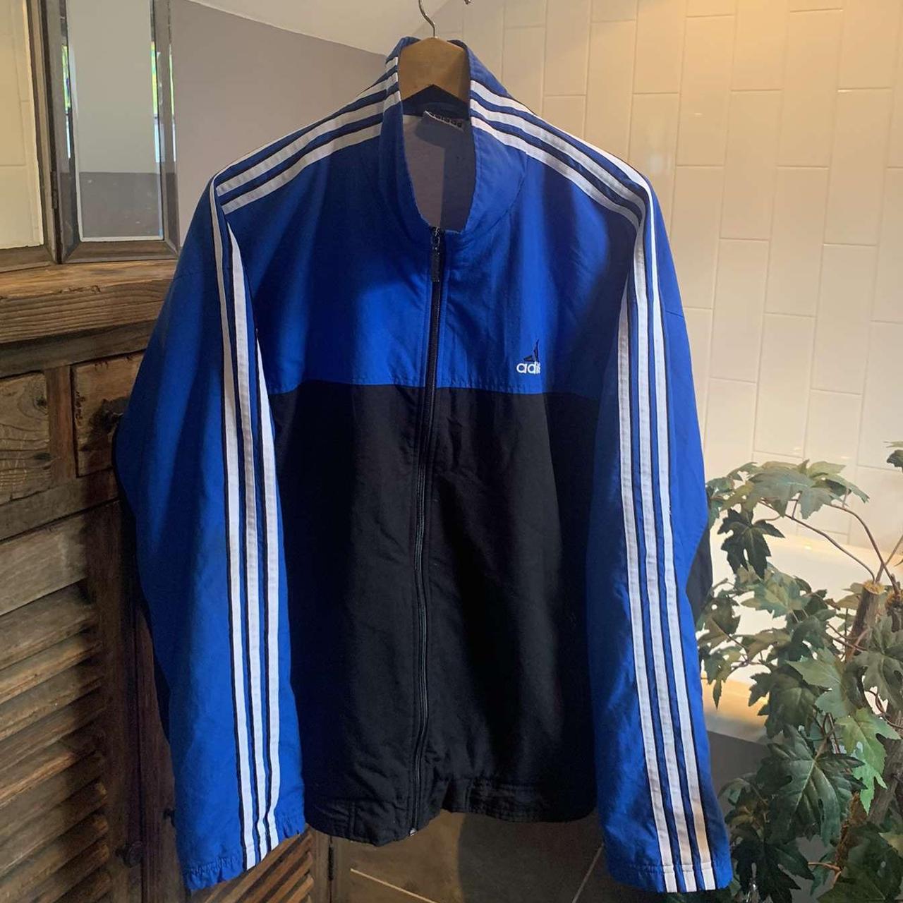 Adidas Lightweight Jacket, Blue and Black, Size L,... - Depop