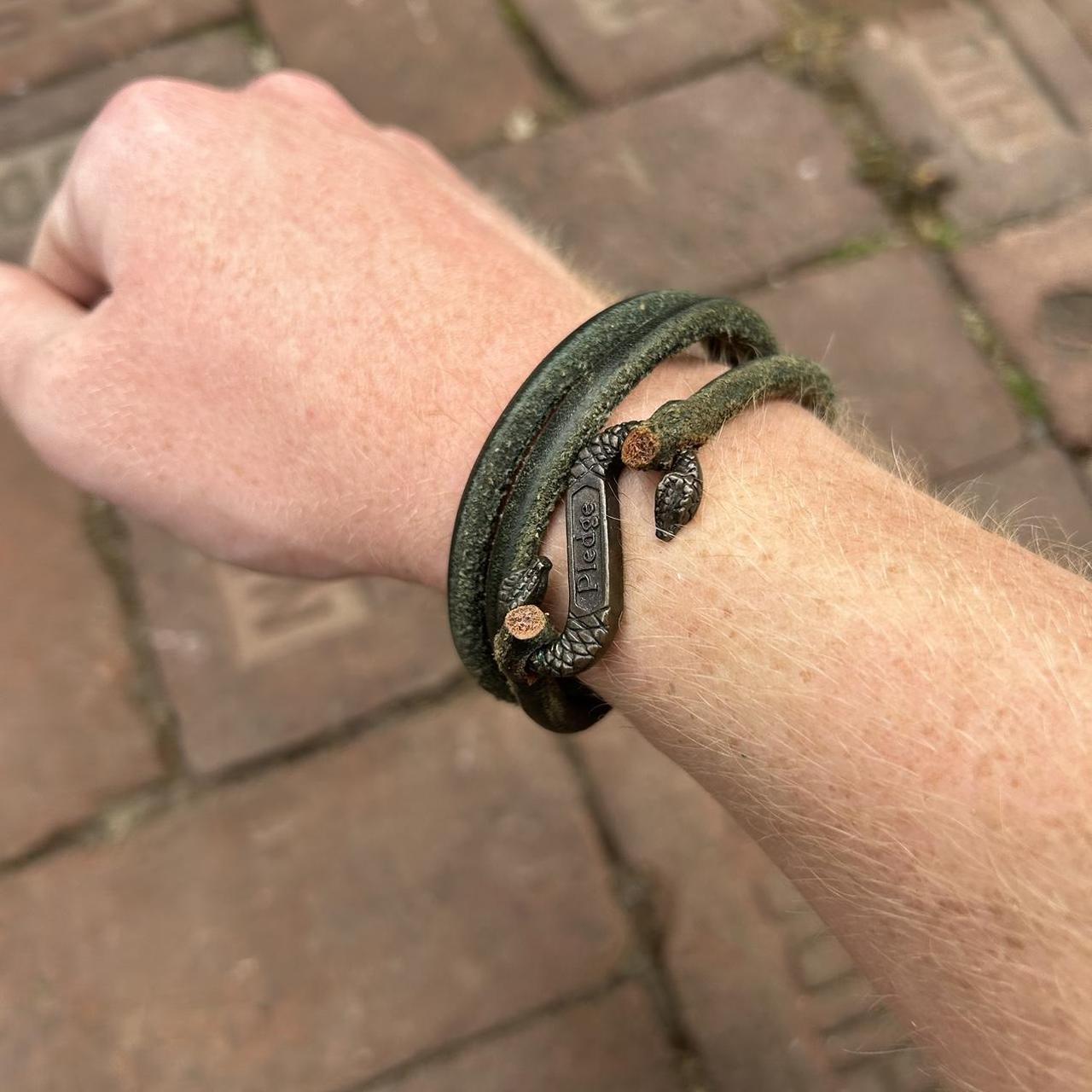 Pledge Leather and Snake Wrap Bracelet Very sick... - Depop
