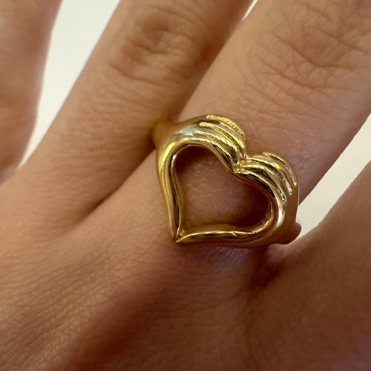 Gold Heart Hand Ring Size 7 Stainless Steel 18K... - Depop