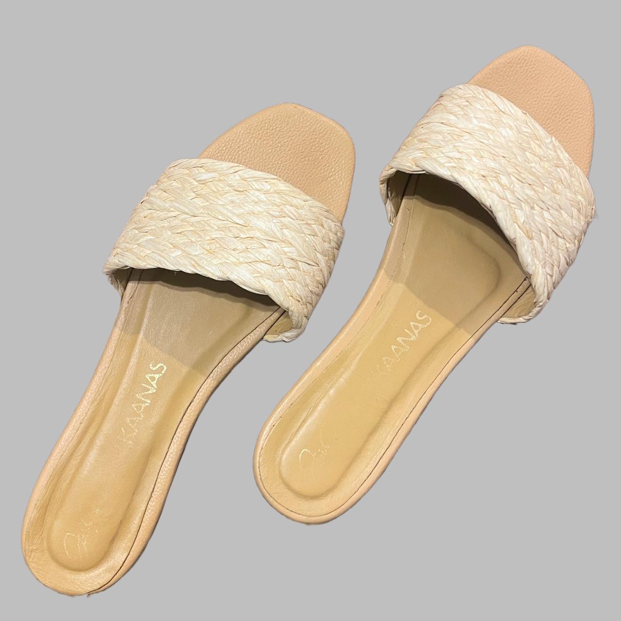 Cream colored sandals with woven strap Gently worn... - Depop