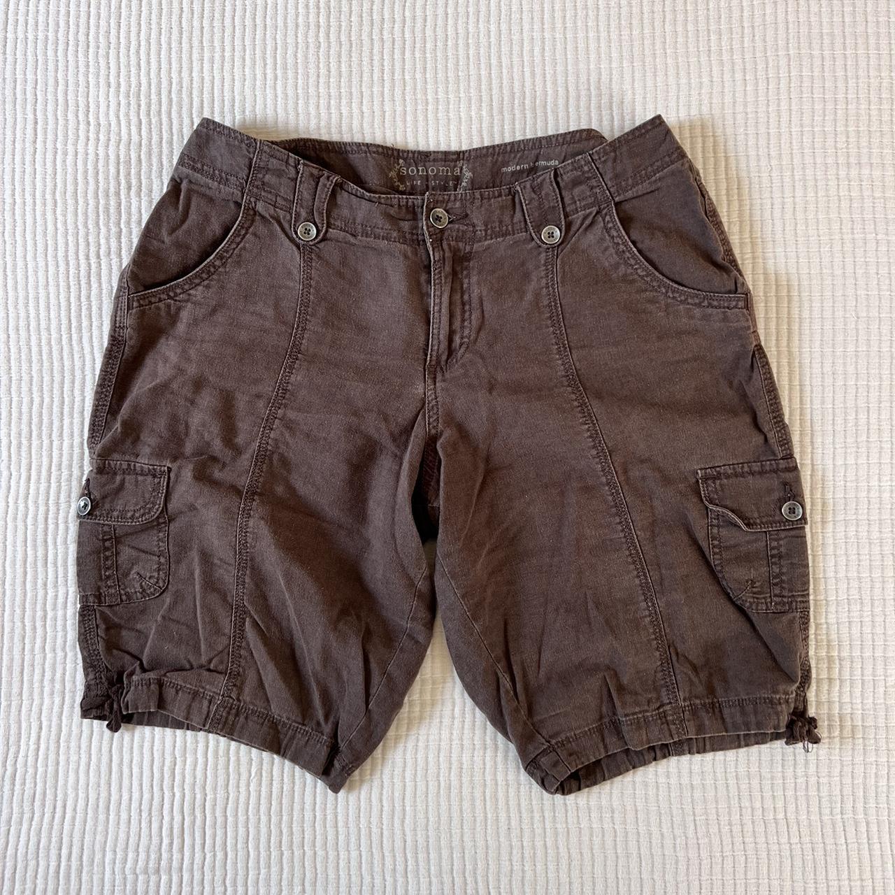 women's chocolate Brown cargo shorts size 12,... - Depop