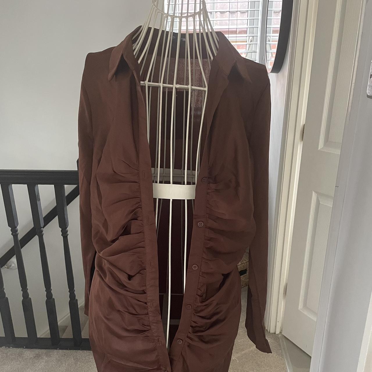 Chocolate Ruched Mini Shirt Size 12 Pretty Little... - Depop
