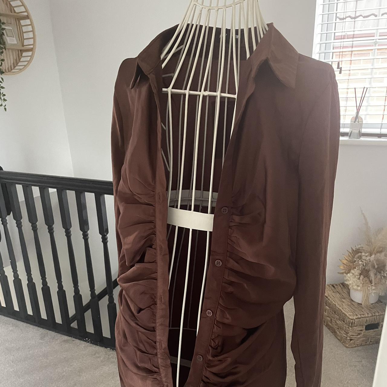 Chocolate Ruched Mini Shirt Size 12 Pretty Little... - Depop