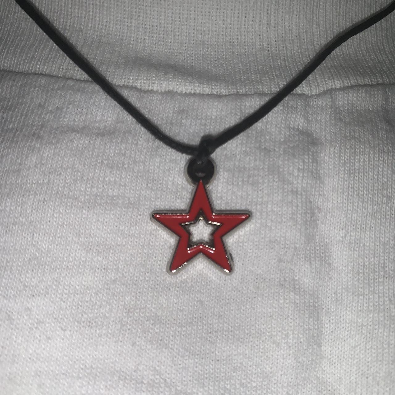 Ruby Red Star Necklace Cord Necklace w/ Tie Back - Depop