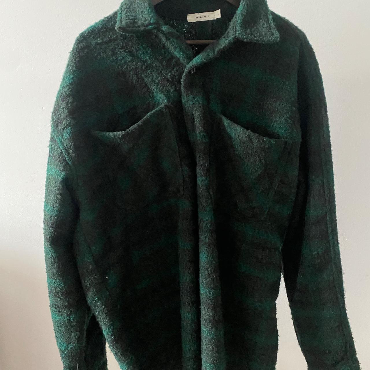 mnml la woven flannel in 'Navy/Green' - Size Large - Depop