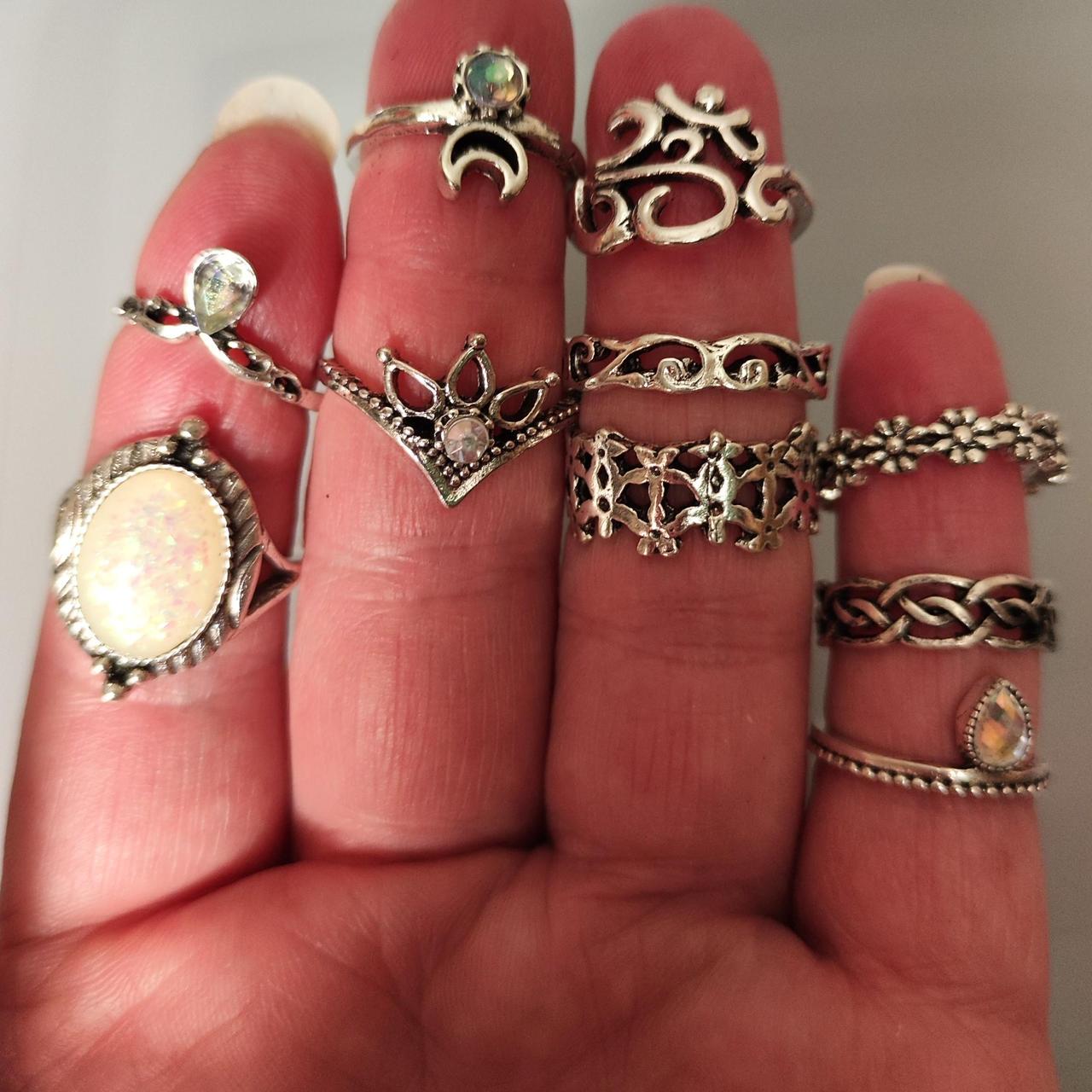 10 brand new rings Silver tone Metal alloy... - Depop