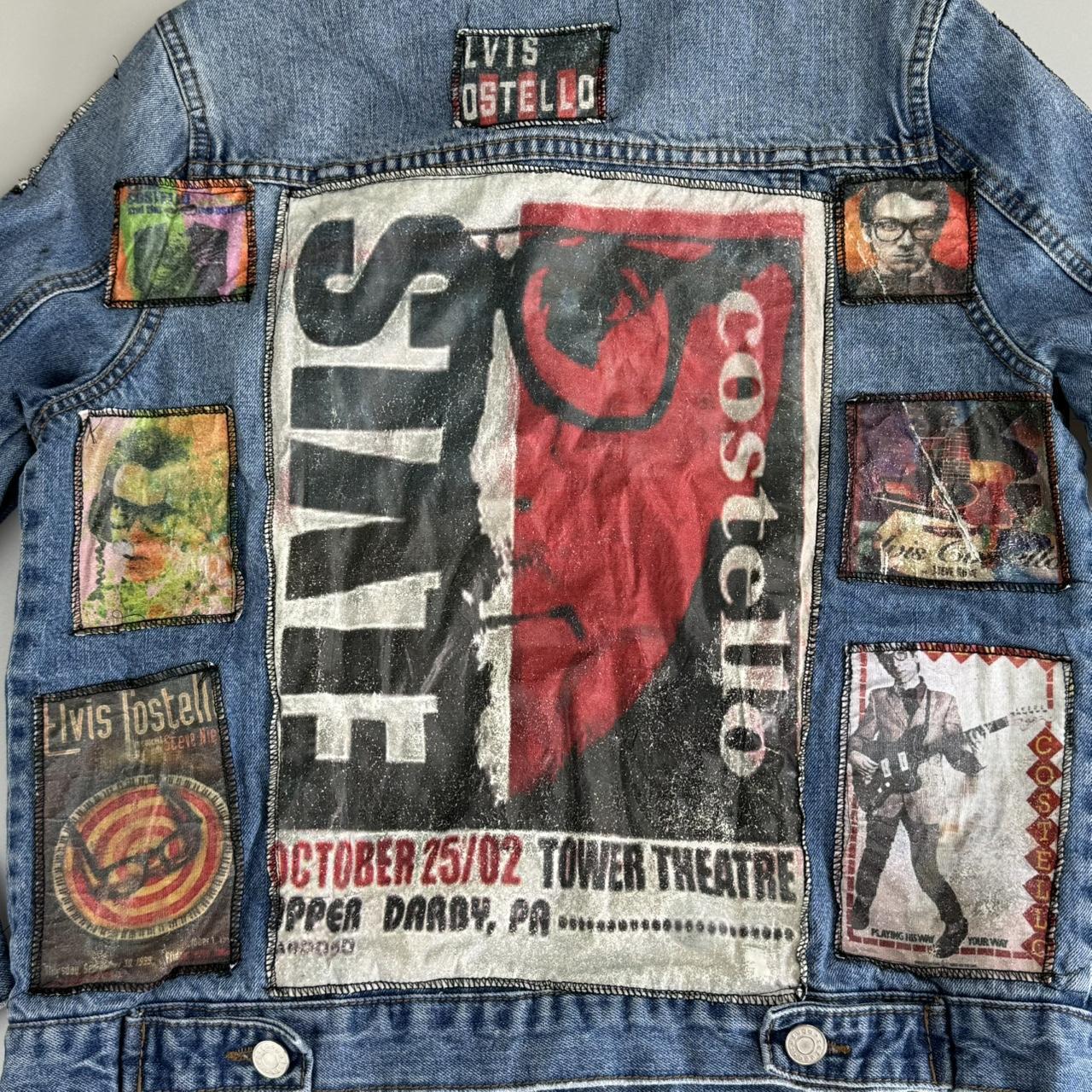 Elvis Costello Patched Denim Trucker Jacket Size S... | Depop