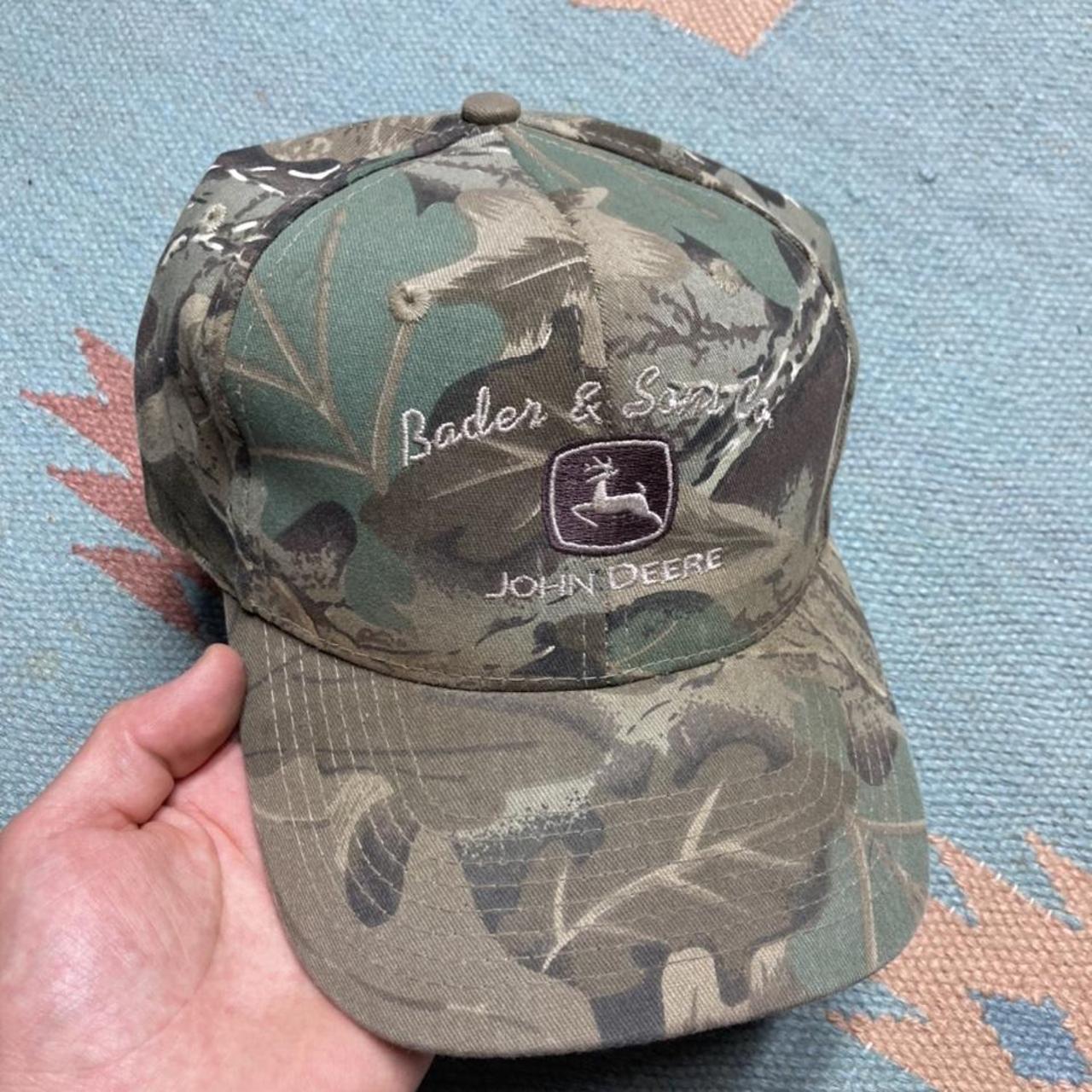 Vintage John Deere camo hat snapback bader & sons... - Depop