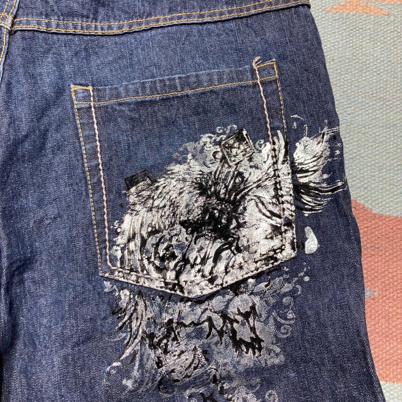 Karl Kani gold shorts denim baggy hip hop skater... - Depop