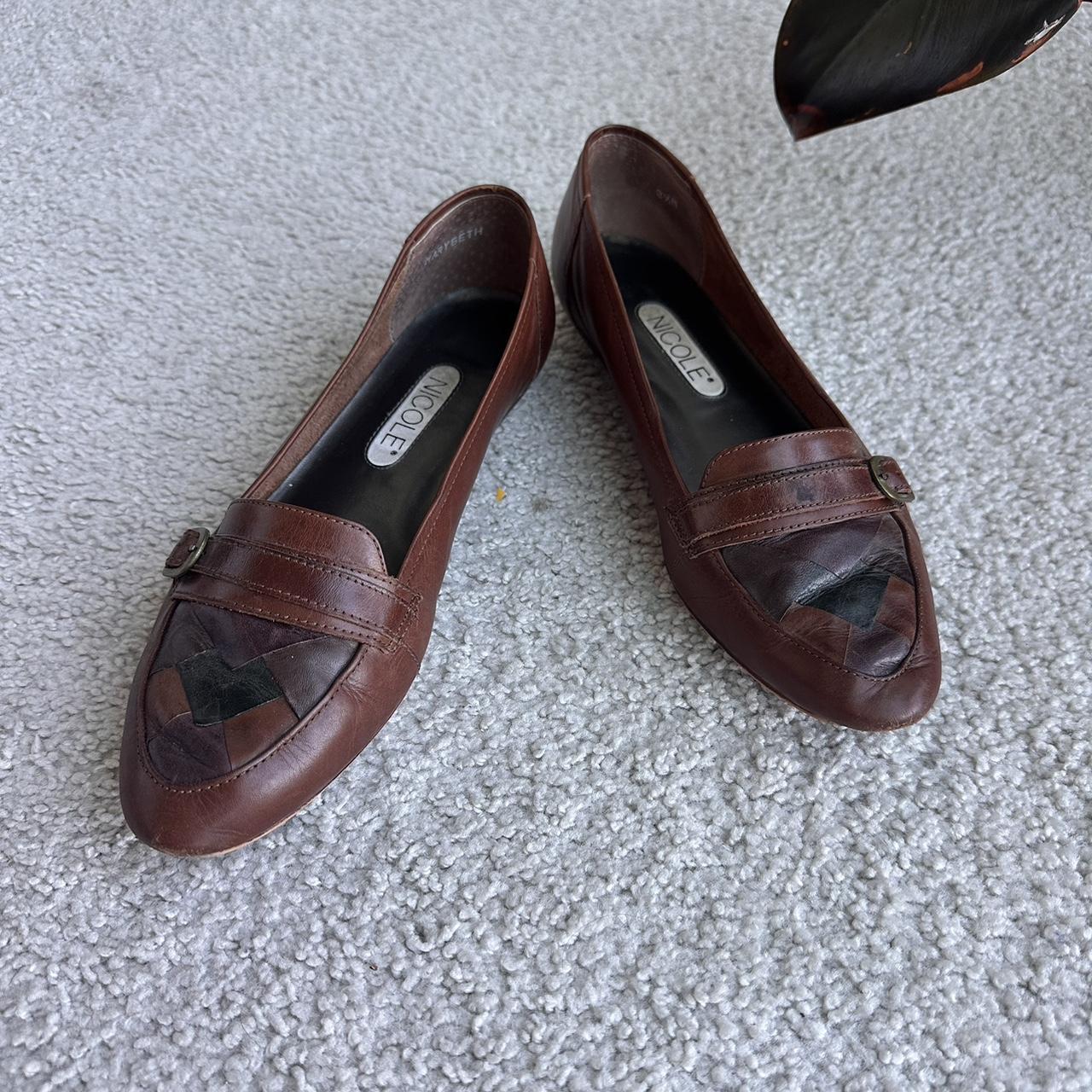 1990s Nicole Leather Patch Loafers Condition:... | Depop