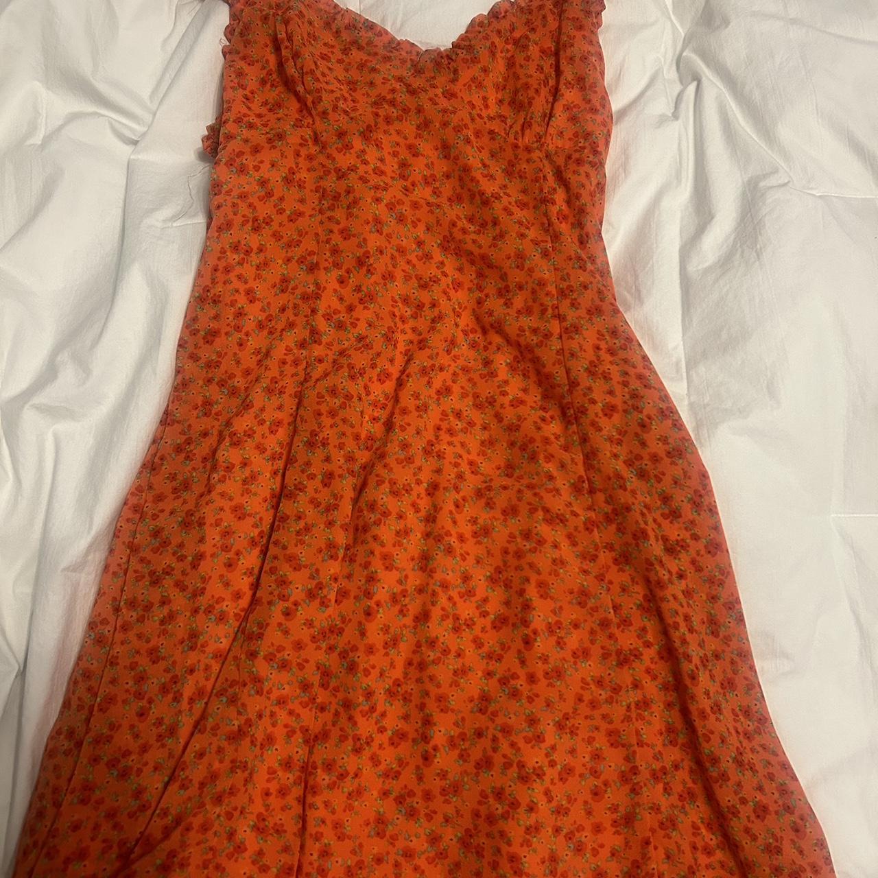 orange floral wild fable dress. only worn twice.... - Depop