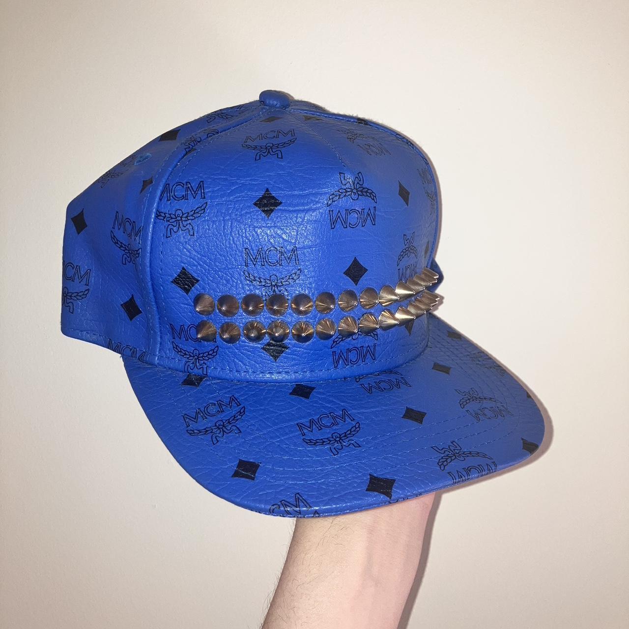 Mcm Mens Spike Hat Blue Vintage Snapback - Depop