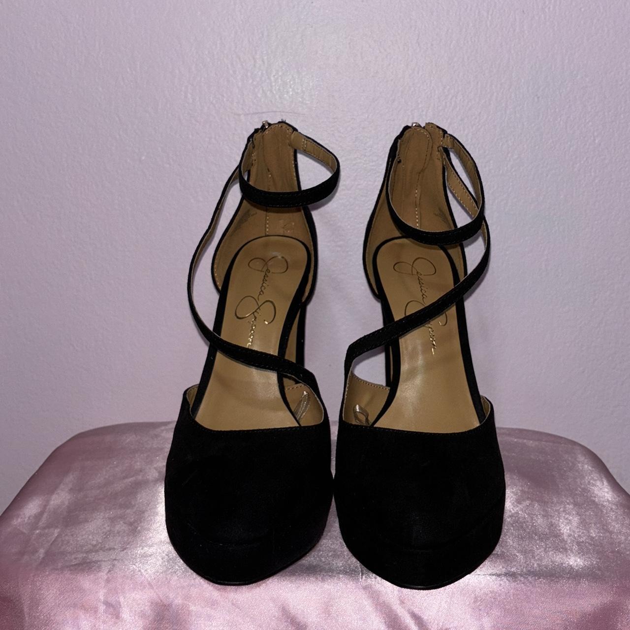 Jessica Simpson black strapped high heels - Depop