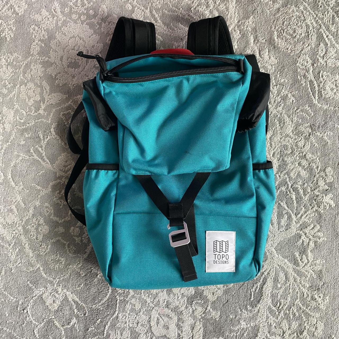 Bright blue Topo Designs Y-pack backpack. Two water... - Depop