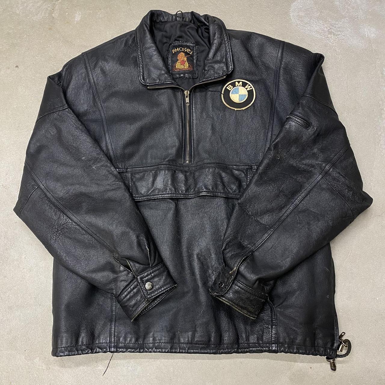 vintage y2k grunge emo leather quarter zip bmw... - Depop