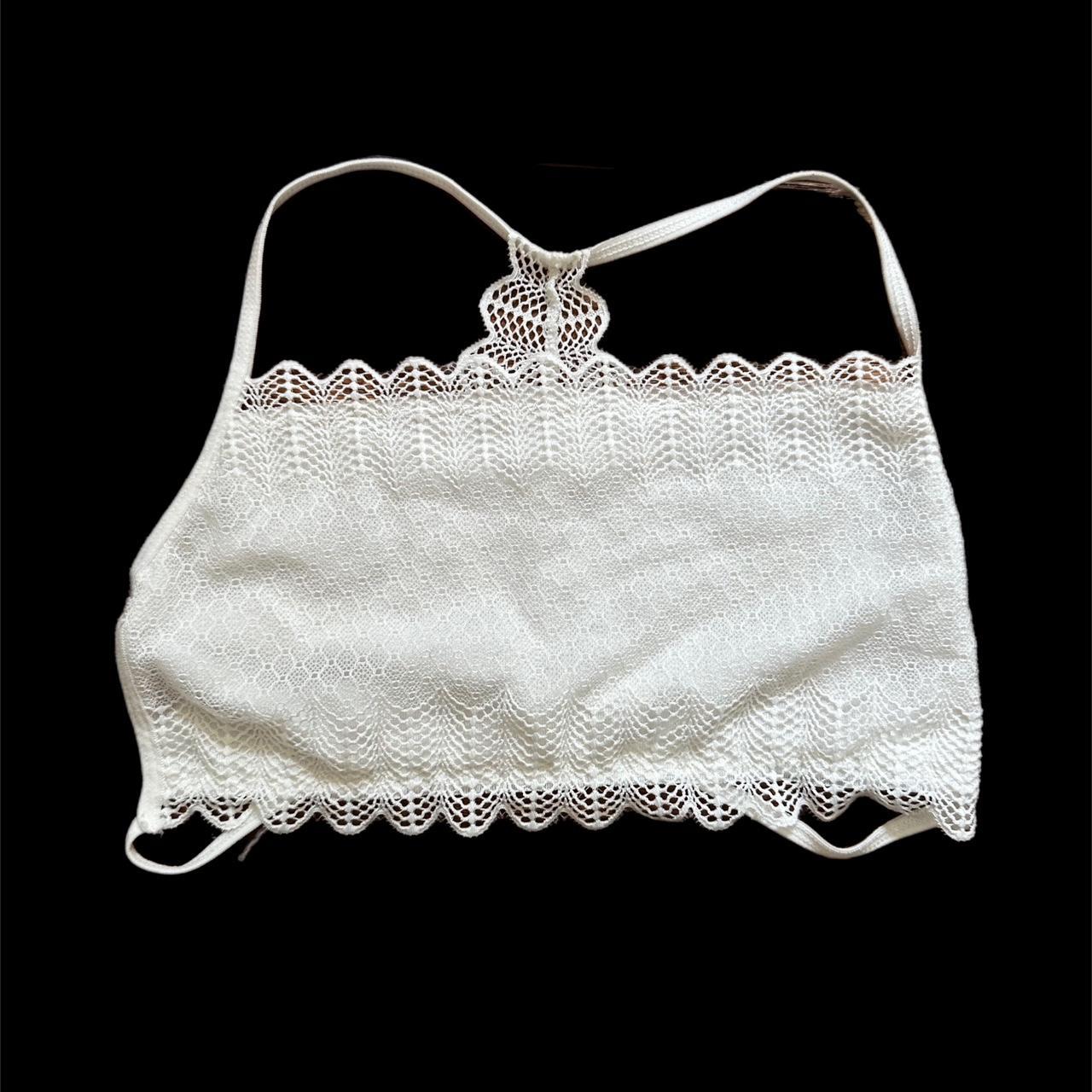White bohemian caged lace bralette with harness... - Depop