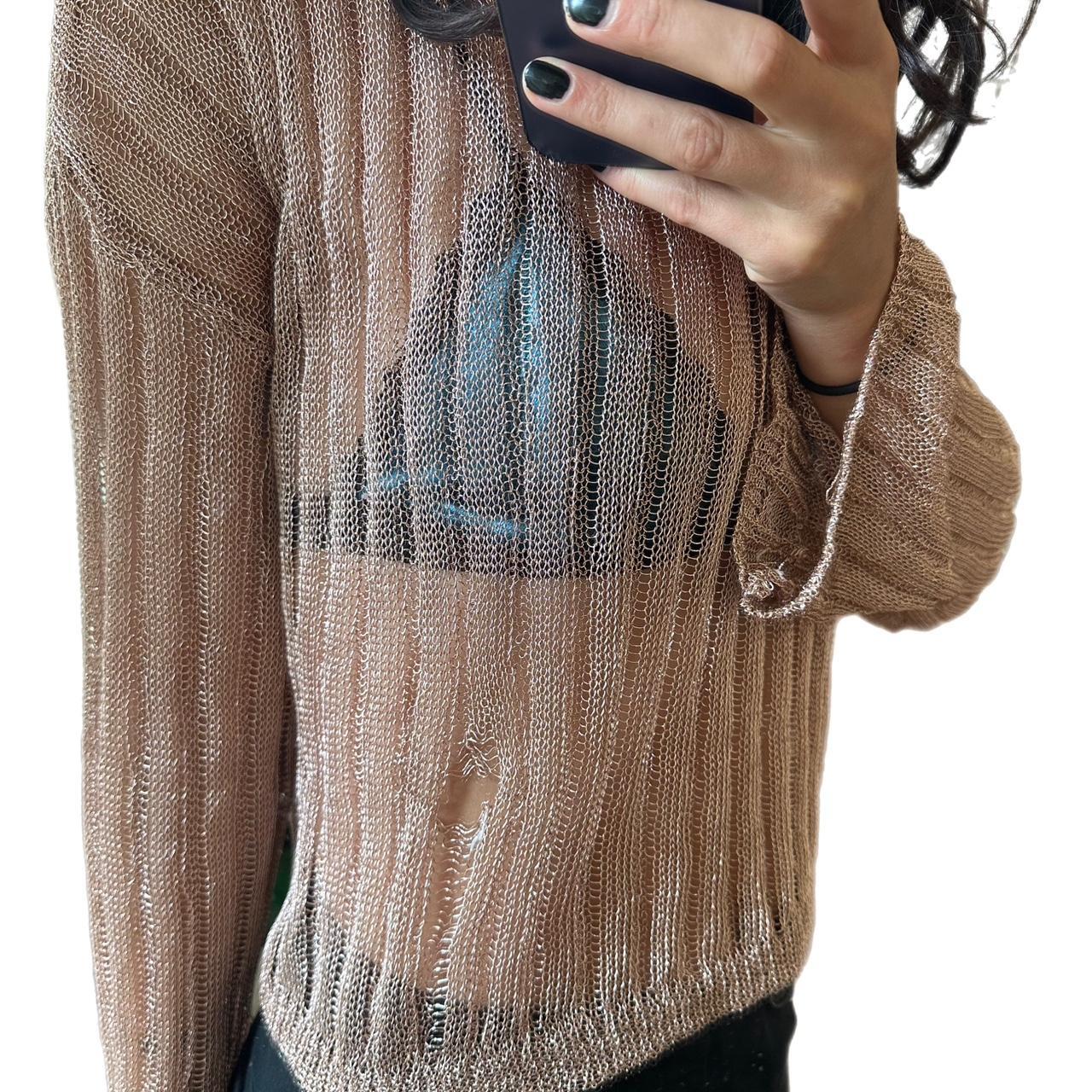 Gorgeous rose gold wire mesh top with flares sleeves... - Depop