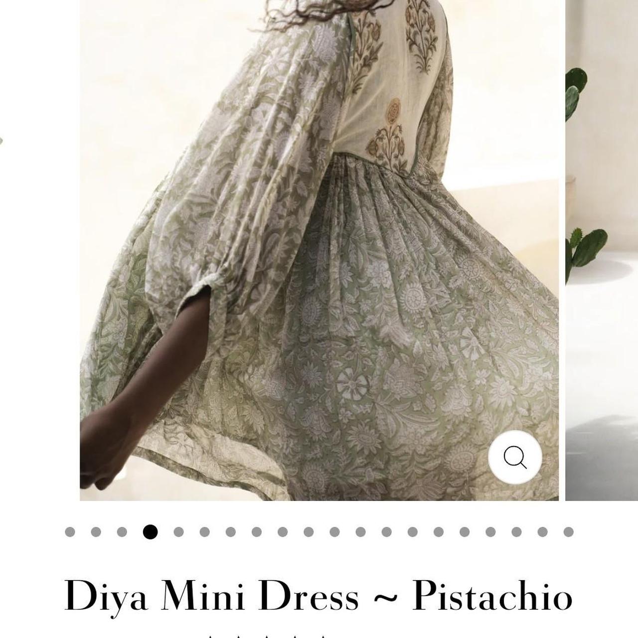 Daughters of India Diya Mini Dress Size M Pistachio... - Depop