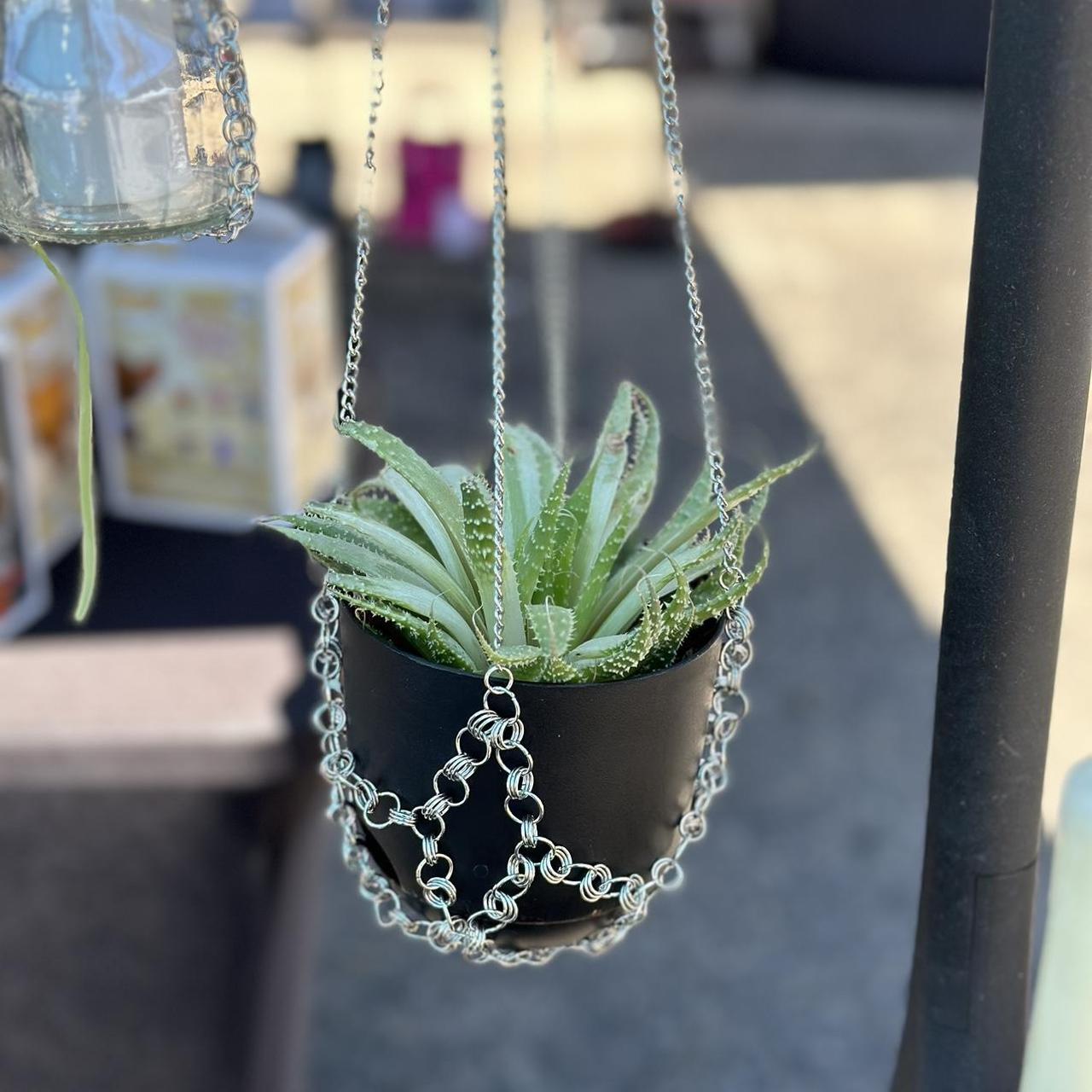 Handmade chainmail plant hanging. ⛓️‍💥🌿 #chainmail... - Depop