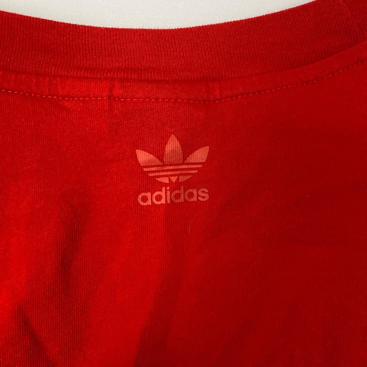 Bright red Adidas “Adicolor” crop top. Size Large... - Depop