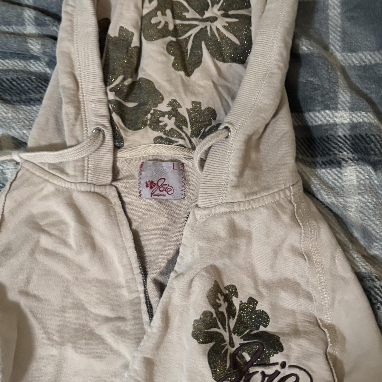 Beige Joie tracksuit with hibiscus flowers, great... - Depop