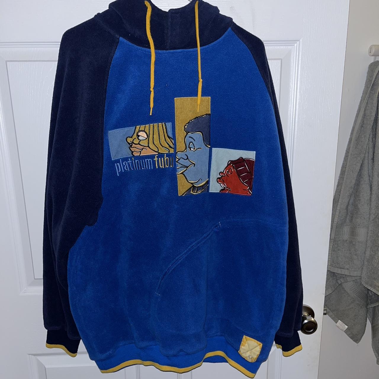 Vintage platinum FUBU blue fleece with embroidered... - Depop