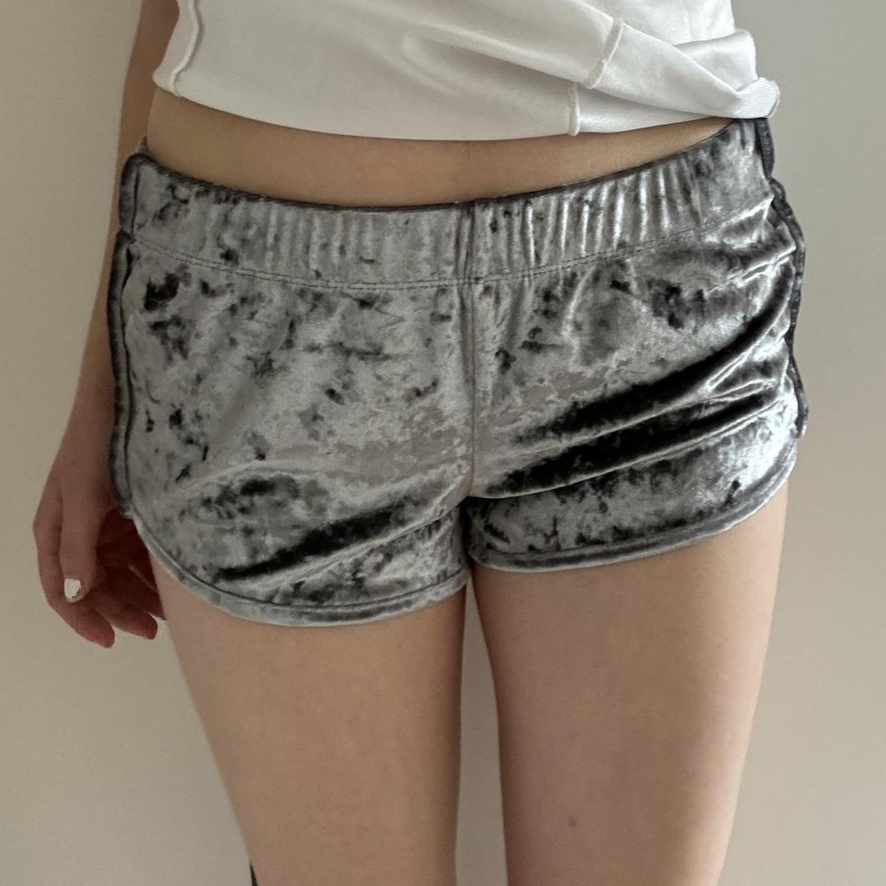 Silver velvet booty shorts Measurements Hips... - Depop