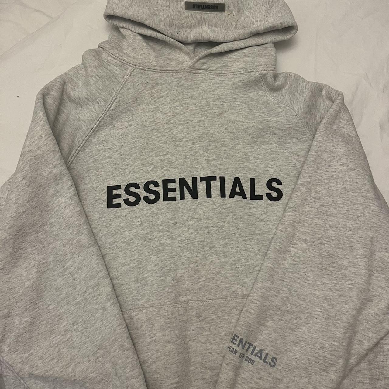 Light grey essentials hoodie Perfect condition 100%... - Depop