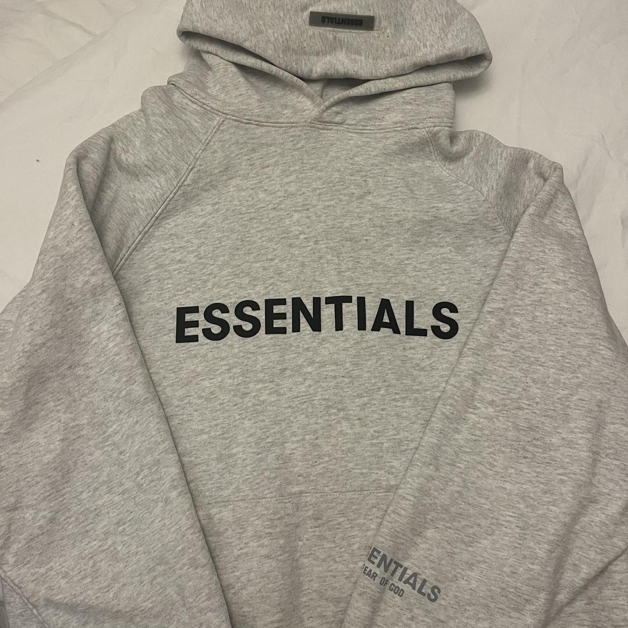 Light grey essentials hoodie Perfect condition 100%... - Depop