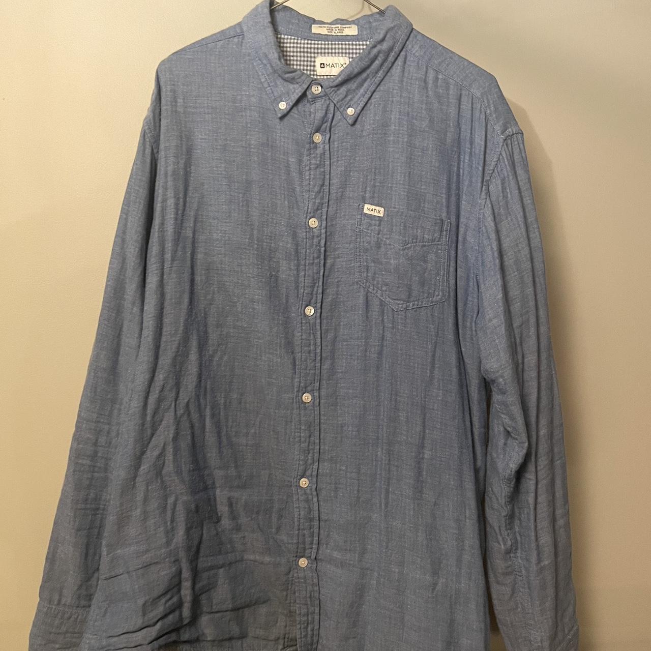 Vintage matix clothing chambray blue shirt , plaid... | Depop