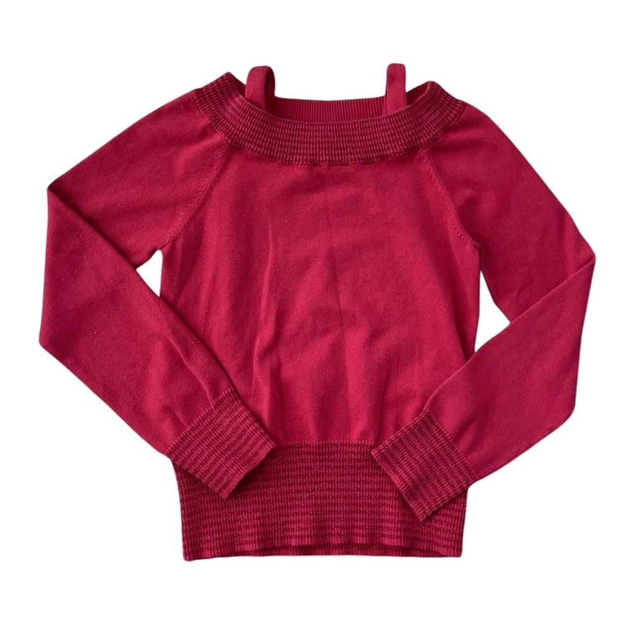 Y2K Xhilaration Red Off the Shoulder Long Sleeve... - Depop