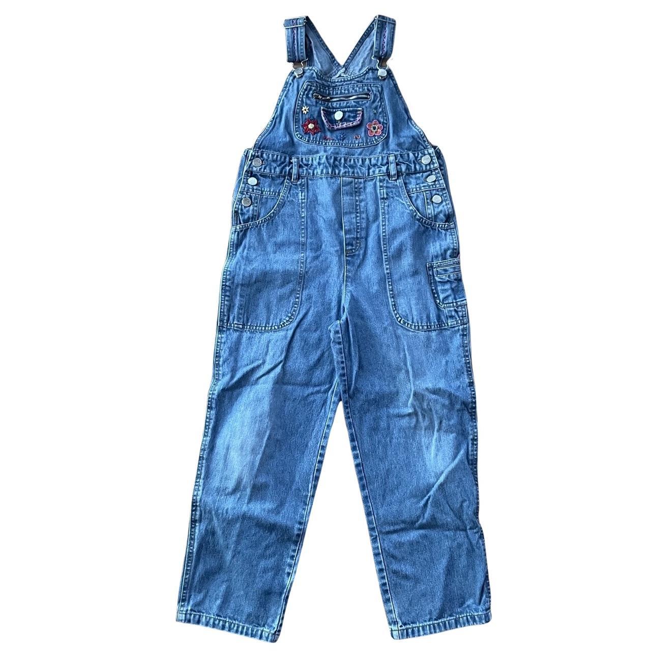 adorable 2000s embroidered overalls Tagged size:... - Depop