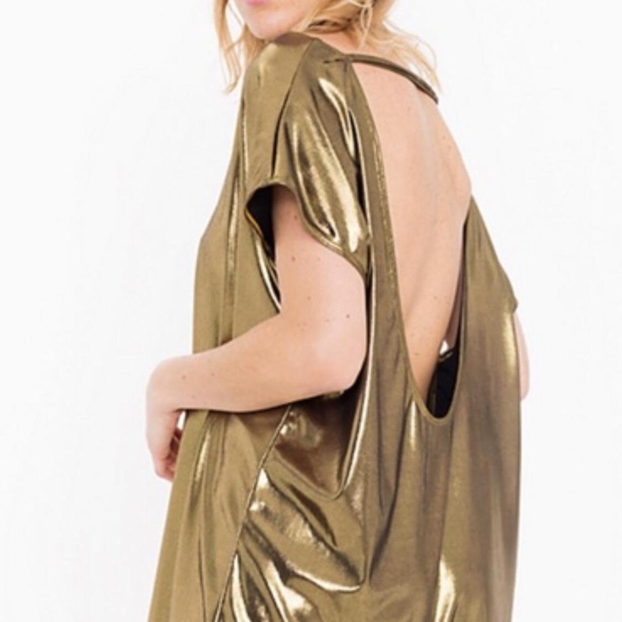 00’s Vintage American Apparel gold lame metallic... - Depop