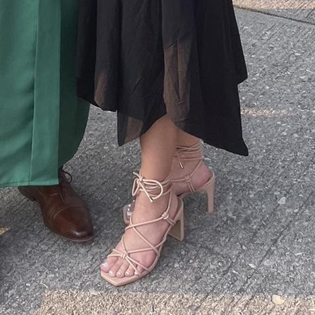 strappy lace up nude heels 👠 REPOP!! - ⭐️ size 7.5 ⭐️... - Depop