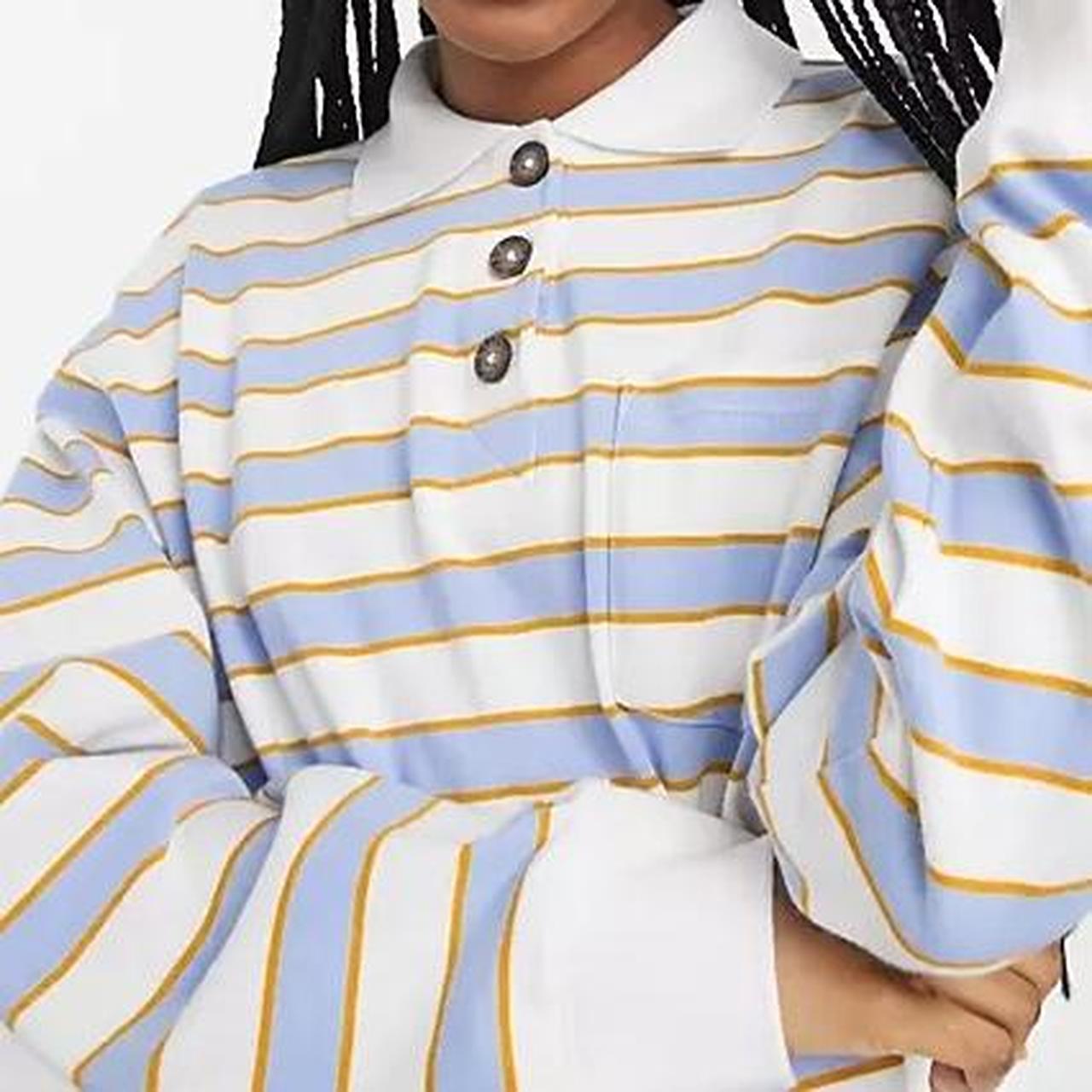 monki 70s stripe polo top size UK S only worn... - Depop