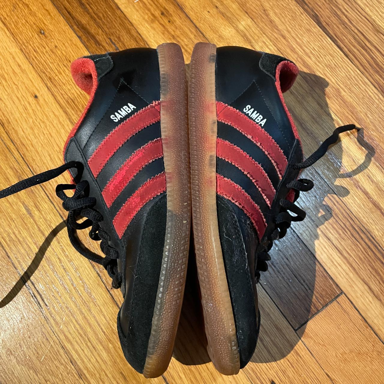 Adidas Samba Red and Black Size 8.5 Fair... - Depop