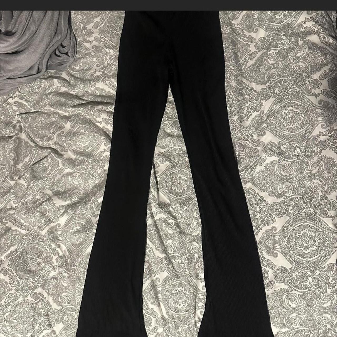 Topshop ribbed black flares size 8 - Depop