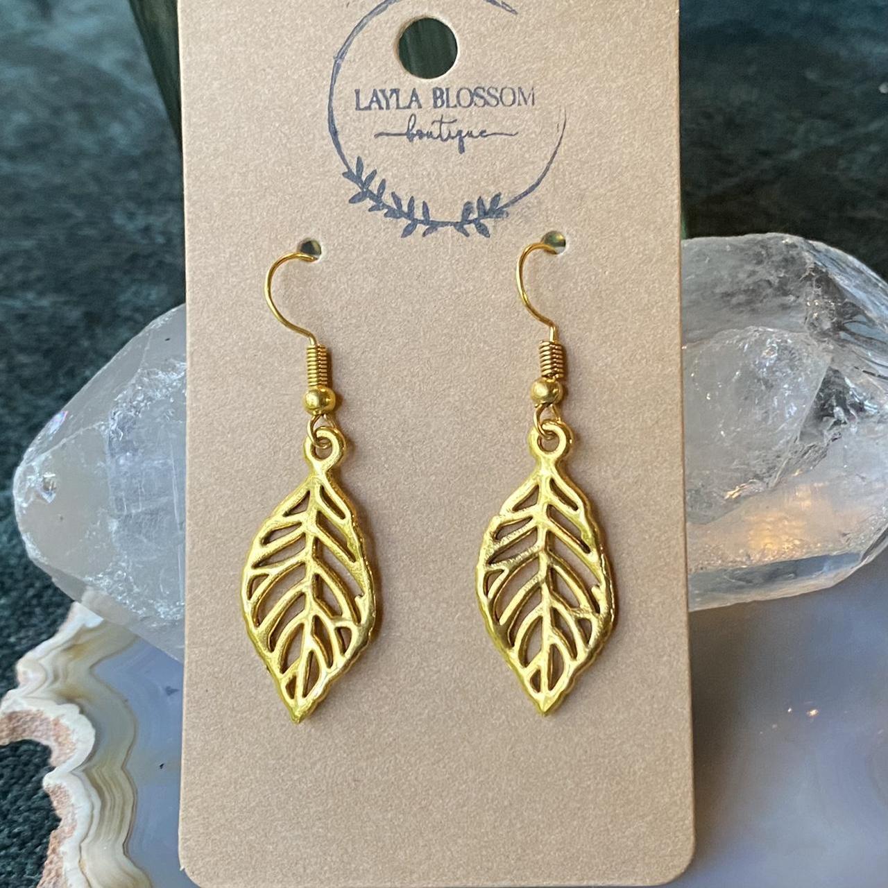 simple gold leaf earrings 🌞🍃 can be made with... - Depop