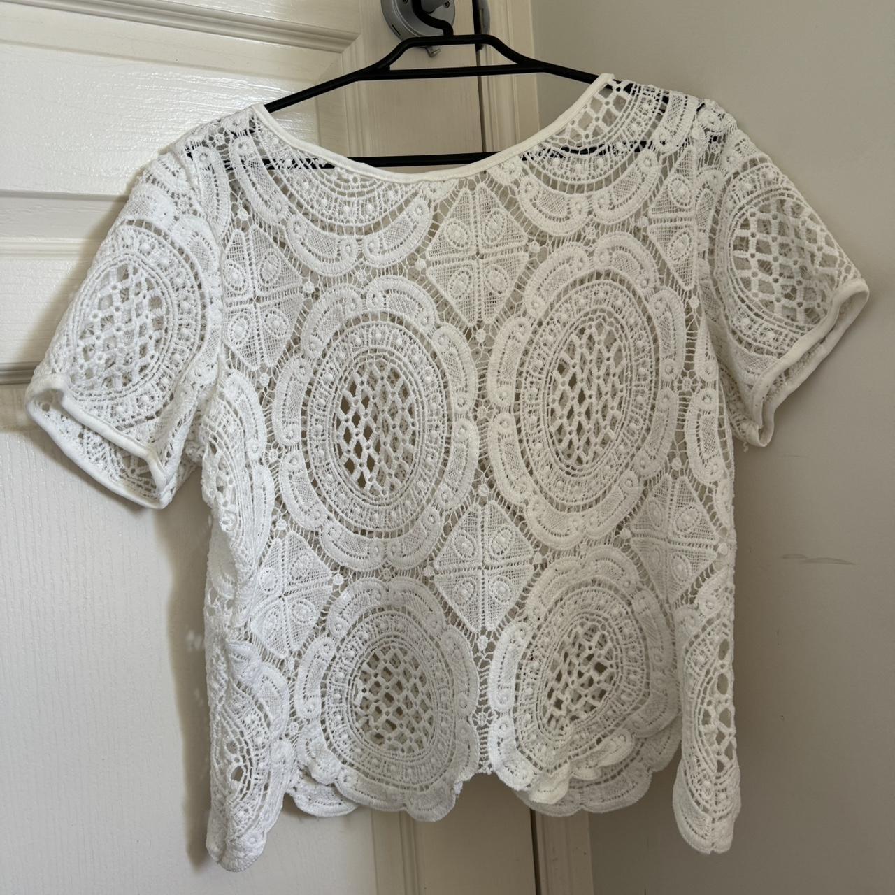 Crochet Top White - Depop