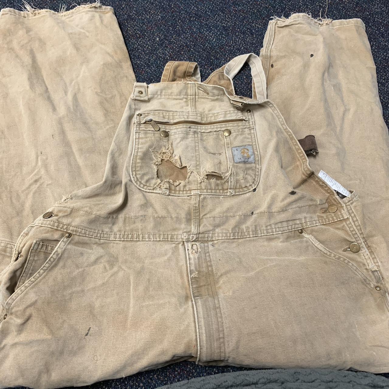 Super sick distressed Carhartt overalls Size... - Depop