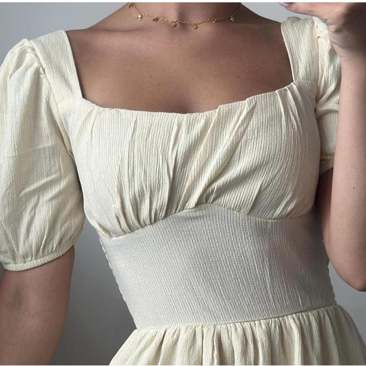 Really cute, cottage-gore style cream crepe summer... - Depop