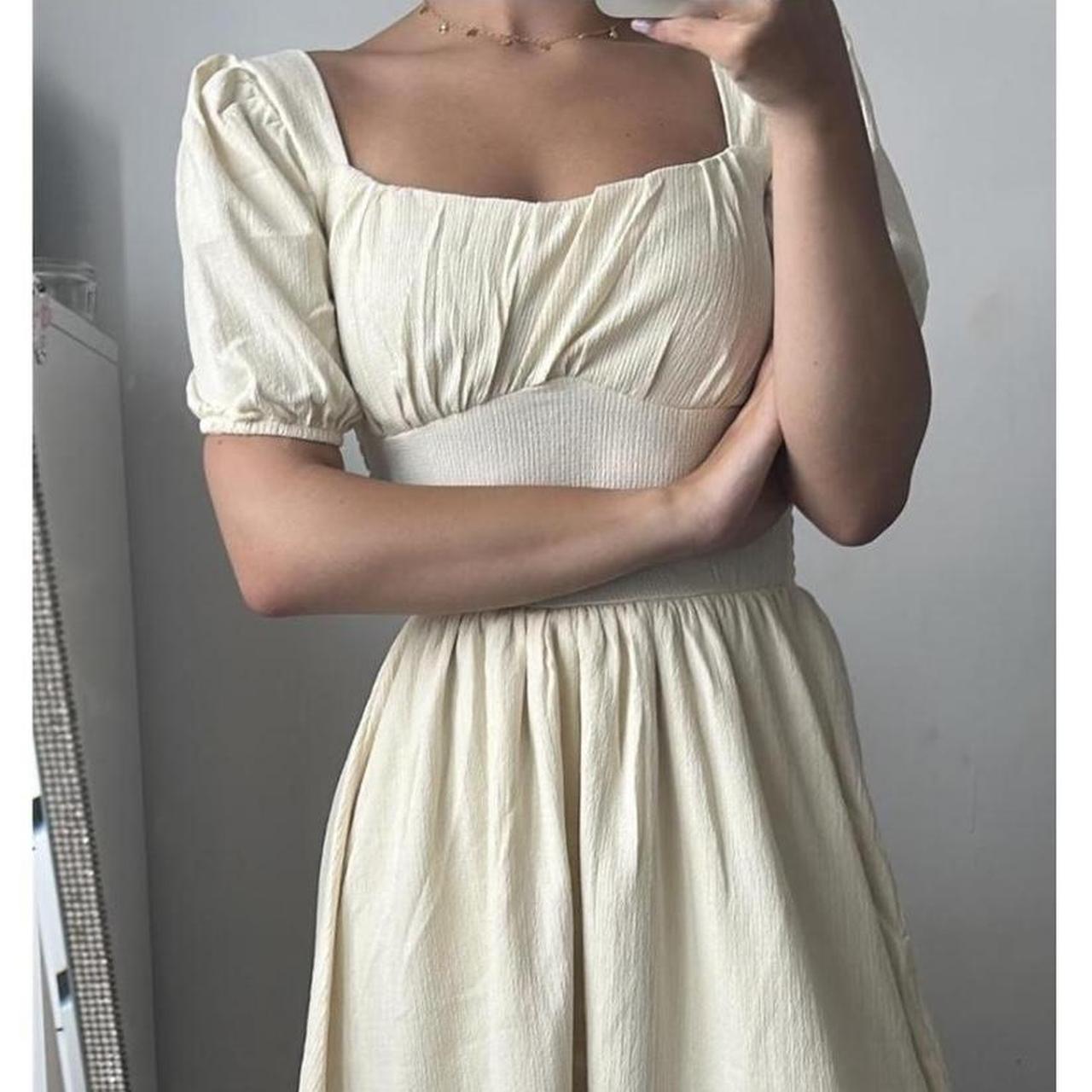 Really cute, cottage-gore style cream crepe summer... - Depop