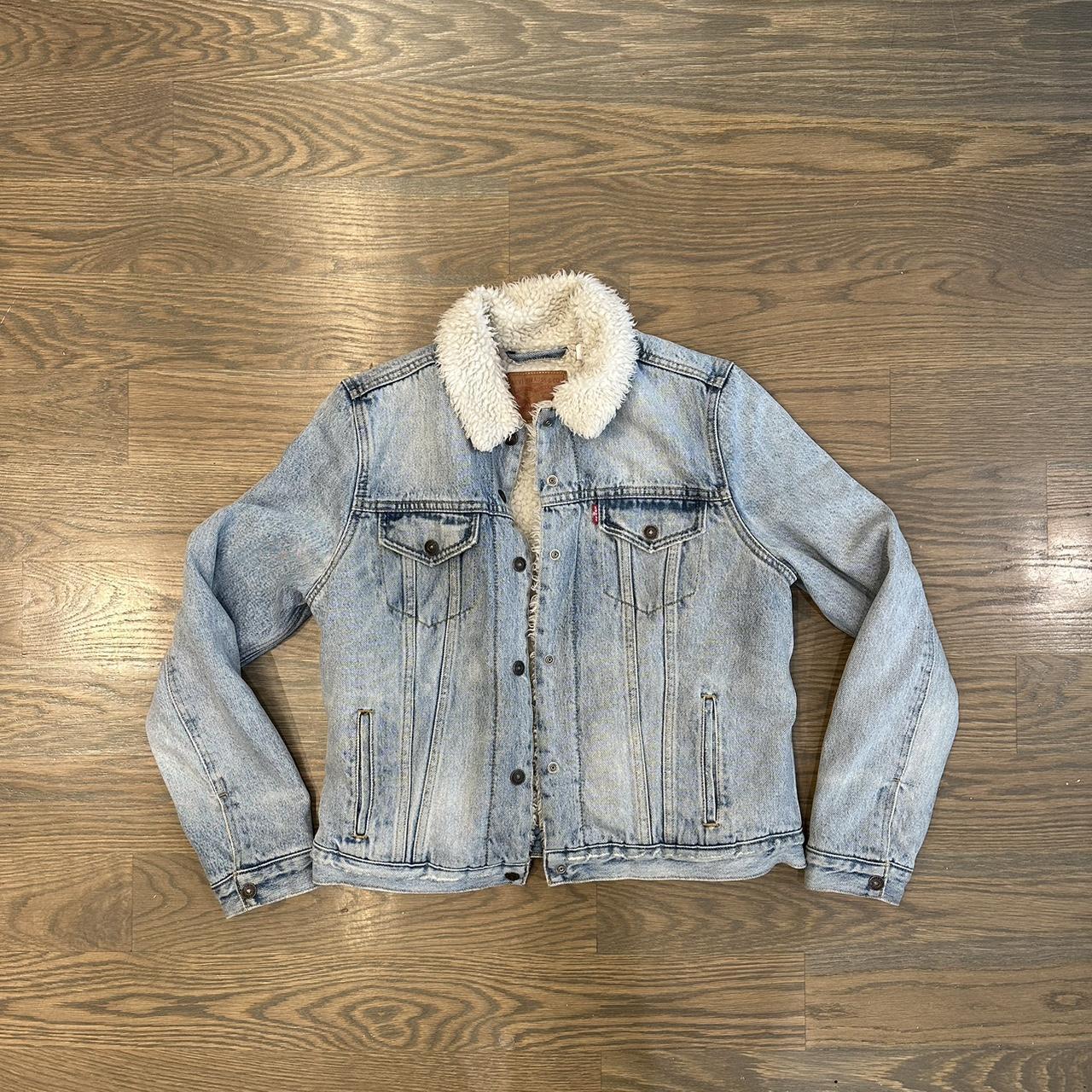 Levi’s Sherpa lined Jean Jacket Size boys L/women’s... - Depop