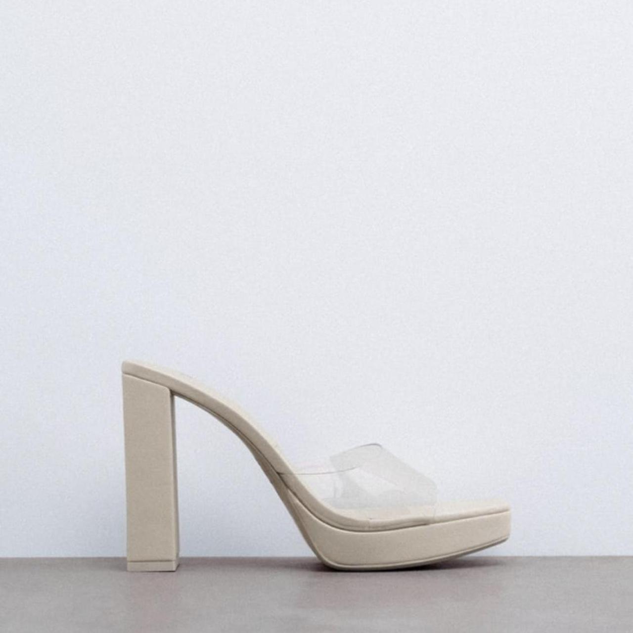 Zara Women's Cream Mules | Depop